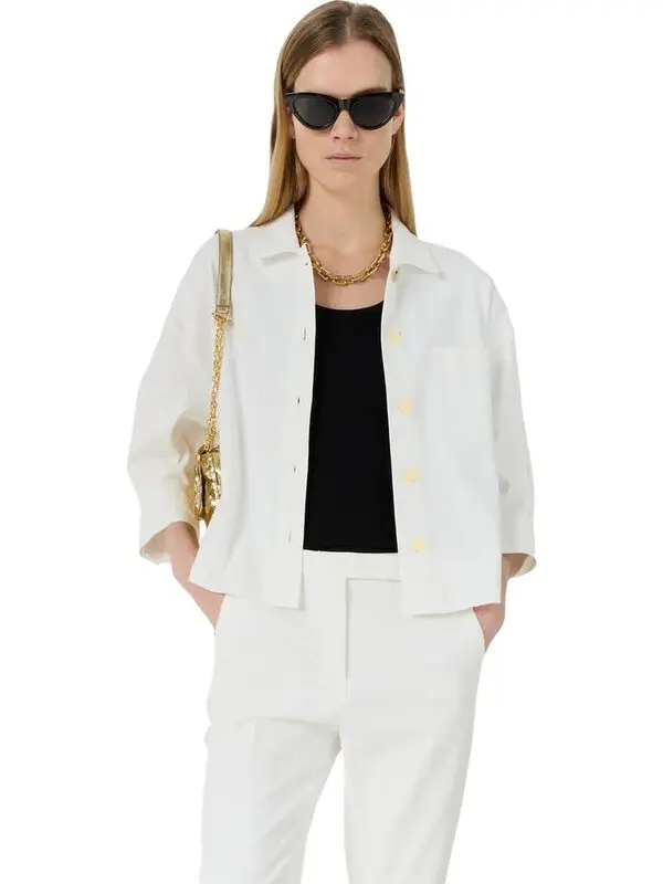 Gerard Darel Tenya Tailored Cropped Boxy Jacket - Ecru