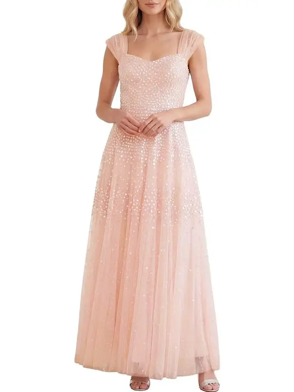 NEEDLE & THREAD Sequin Sweetheart Ankle Gown - Opal