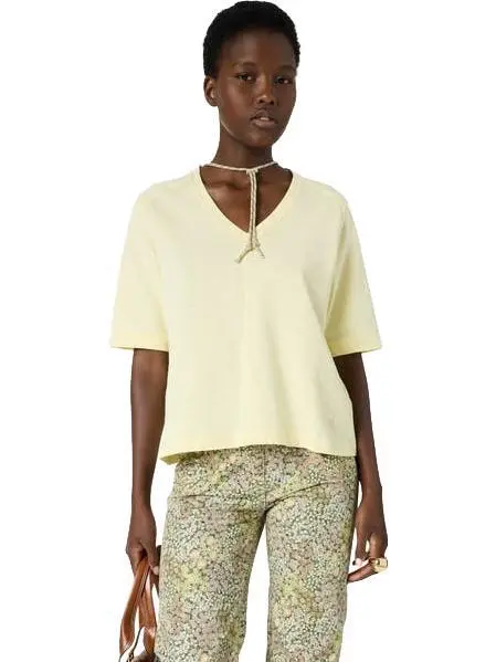 Gerard Darel Marisa V-neck Short Sleeve T-shirt - Yellow