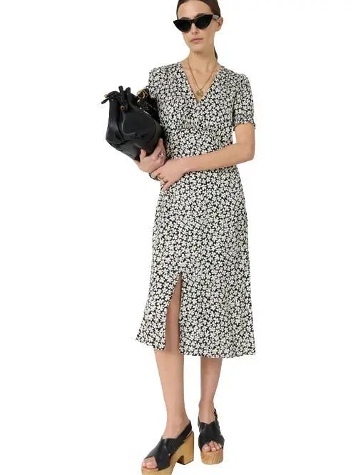 Gerard Darel Rosi V-neck Floral Dress - Black