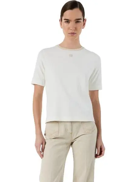 Gerard Darel Mavie Embroidered Monogram T-shirt - Ecru