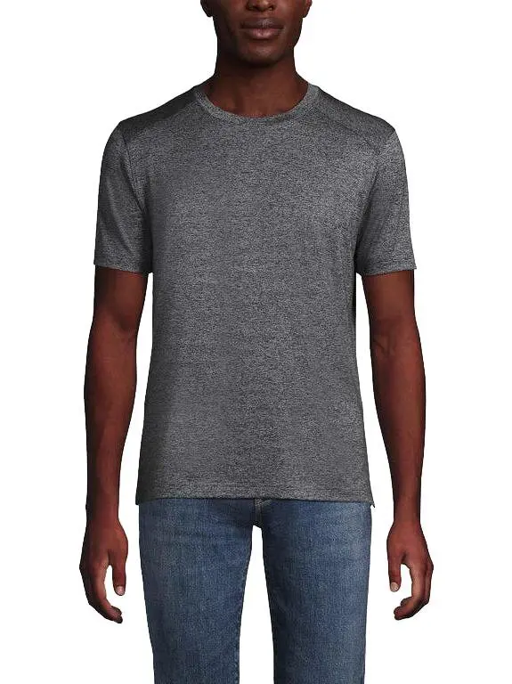 LANDS' END School Uniform Rapid Dry Short Sleeve Modern Fit Tee - Soapstone Space Dye