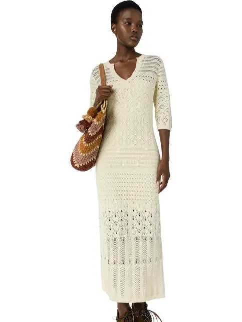 Gerard Darel Riana Crochet Maxi Dress - Ecru