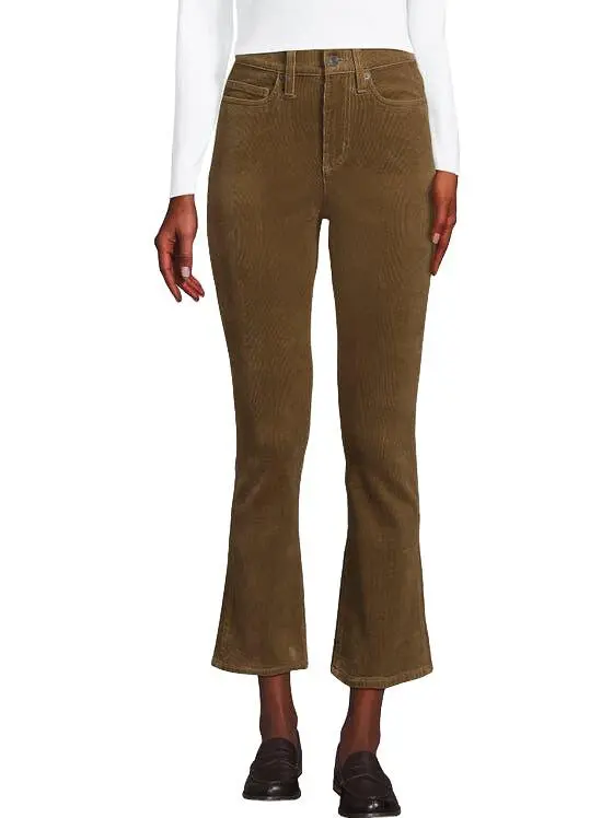 LANDS' END High Rise Corduroy Kick Crop Pants - Dark Toffee