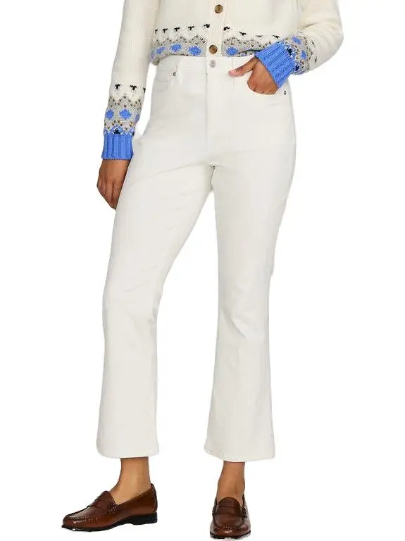 LANDS' END High Rise Corduroy Kick Crop Pants - Ivory