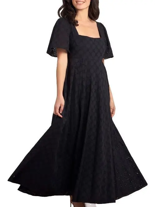 NEEDLE & THREAD Marisol Cotton Broderie Ankle Gown - Jet Black