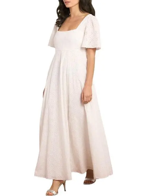 NEEDLE & THREAD Marisol Cotton Broderie Ankle Gown - Optic White