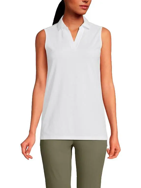 LANDS' END Performance Pique Polo - White