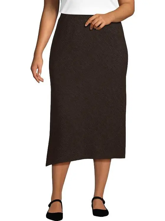 LANDS' END Crinkle Textured Midi Skirt - Rich Coffee