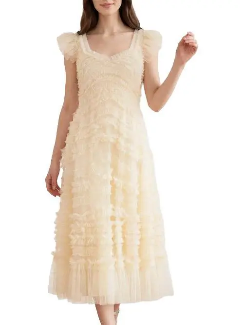 NEEDLE & THREAD Amara Backless Ballerina Dress - Lemon Sorbet