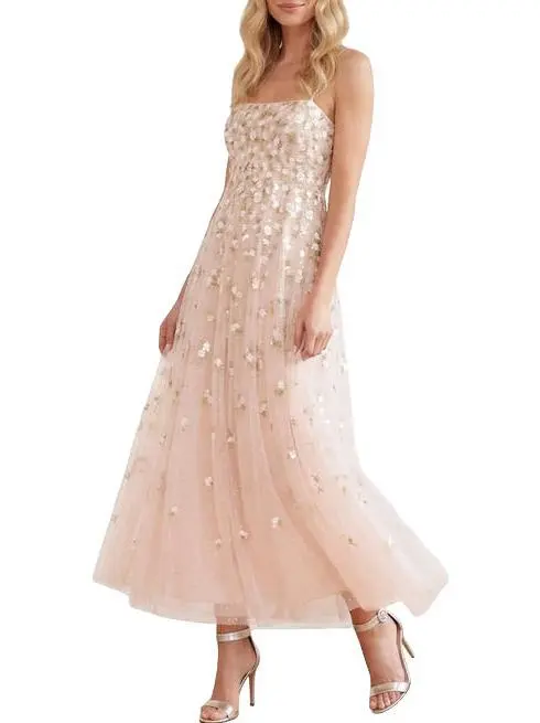 NEEDLE & THREAD Meadow Ditsy Cami Ankle Gown - Opal/peach