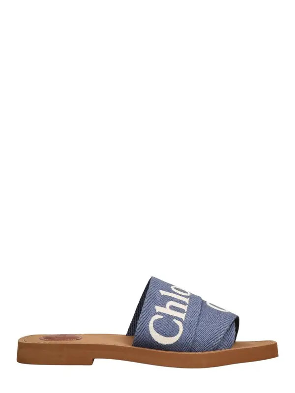 Chloé Canvas Jacquard Woody Sandals - Blue