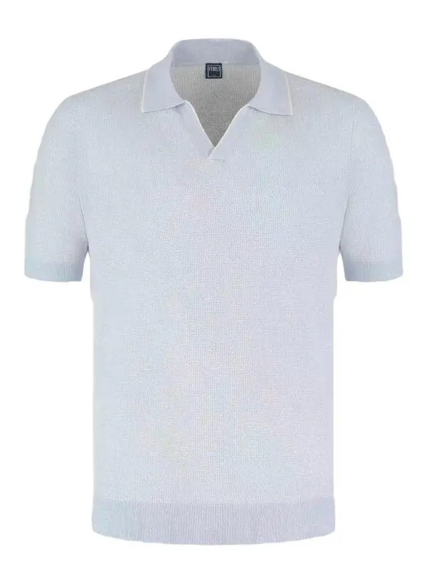 Fedeli Knitted V-neck T-shirt - Blue