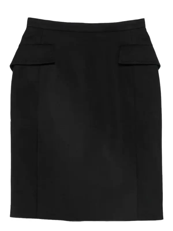 N°21 Flap-pockets Midi Skirt - Black