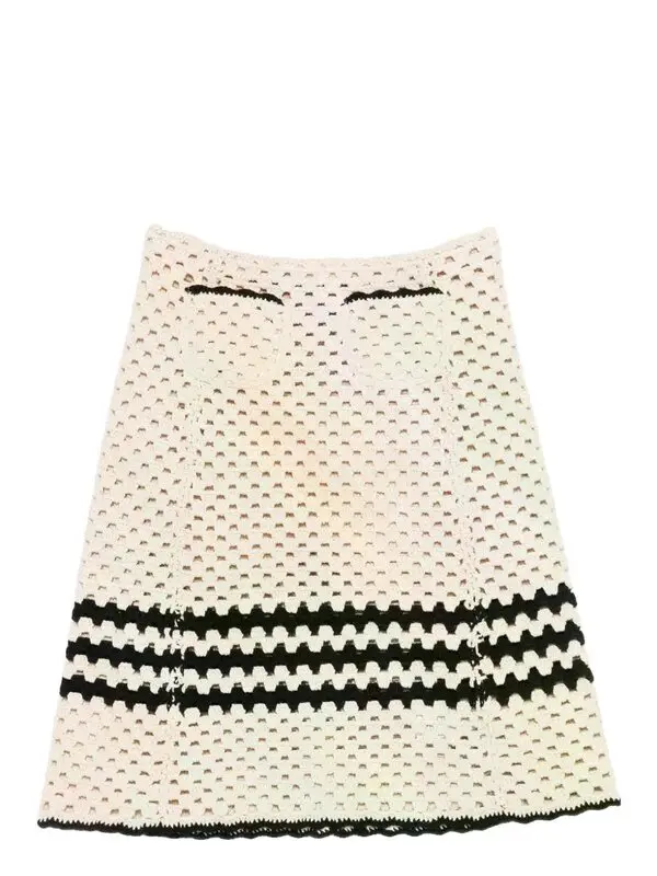 N°21 Knitted-construction Stripe-detail Skirt - Neutrals