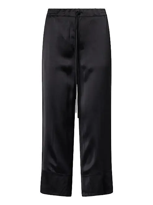 TOTEME Wide-leg Satin Trousers With Drawstring - Black