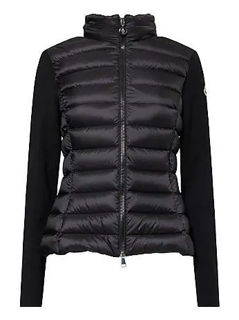 Moncler Hybrid Nylon And Wool Down Cardigan - Black