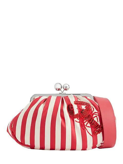 Max Mara Striped Pasticcino Medium Clutch - Red