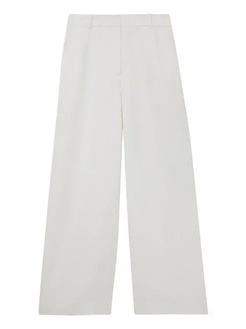 REISS Alyx Wide-leg Linen-blend Trousers - White