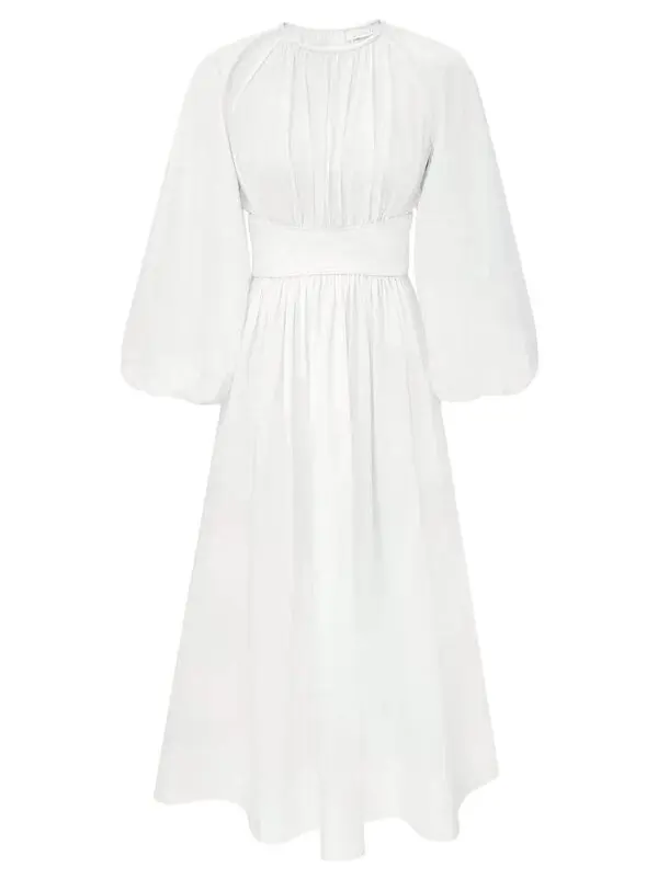 Zimmermann Gathered Puff-sleeve Dress - White