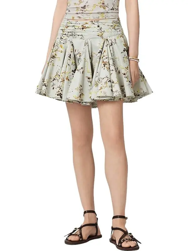 ALLSAINTS Floral Print Tulip Skirt - Carmel Stem Green