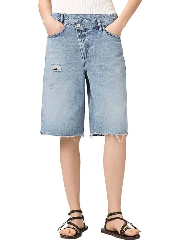 ALLSAINTS Aki Mid-rise Crossover Jean Shorts - Destroy Light Blue