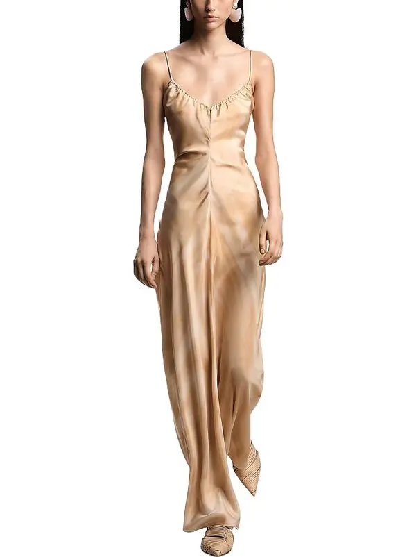 Emporio Armani Pongee Silk Maxi Dress - Dawn/dune Water Color