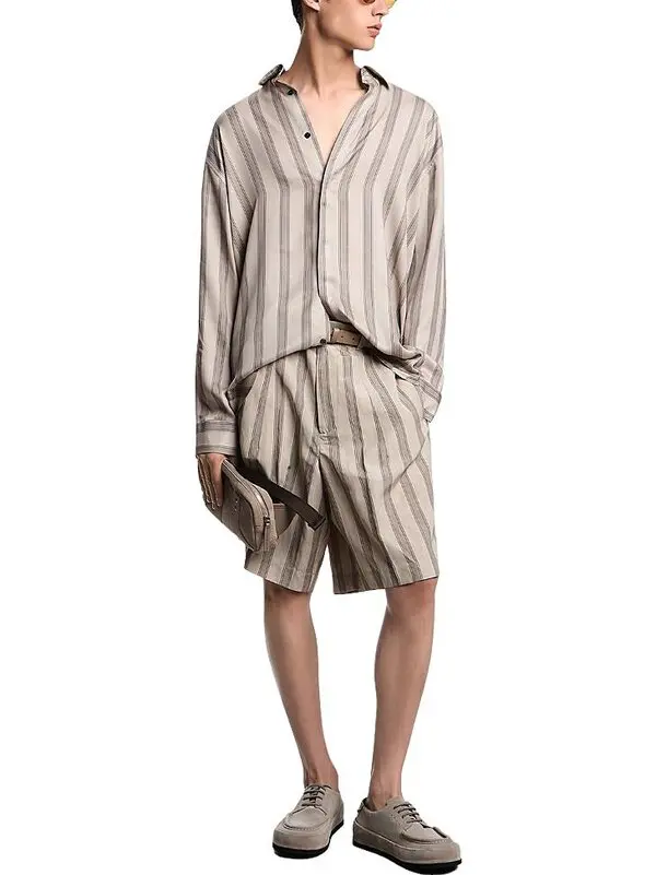 Emporio Armani Regular Fit Stripe Bermuda Shorts - Beige Stripe