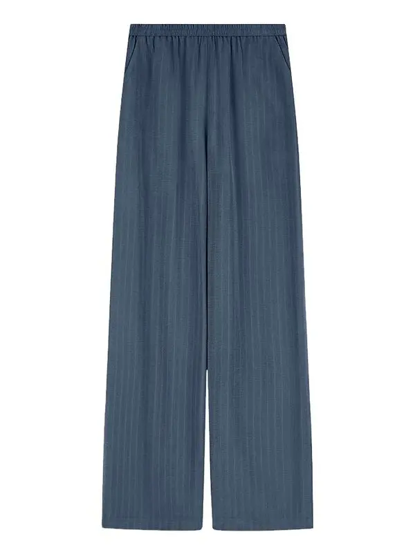 Emporio Armani Fluid Pinstripe Trousers - Whale Blue
