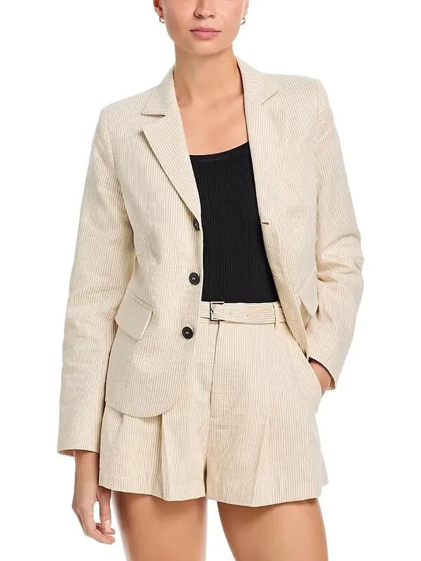 FRAME The Striped Smart Blazer - Ecru Multi