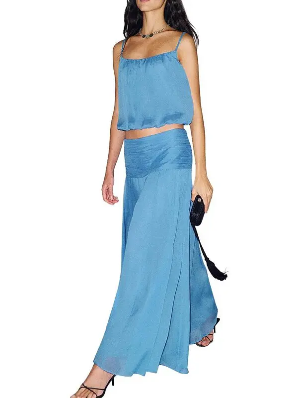 REFORMATION Astrid Two Piece Top And Skirt Set - Atlantic
