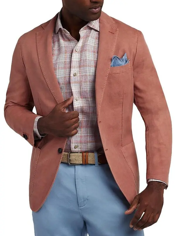 David Donahue Cotton Linen Sport Coat - Blchd Tera