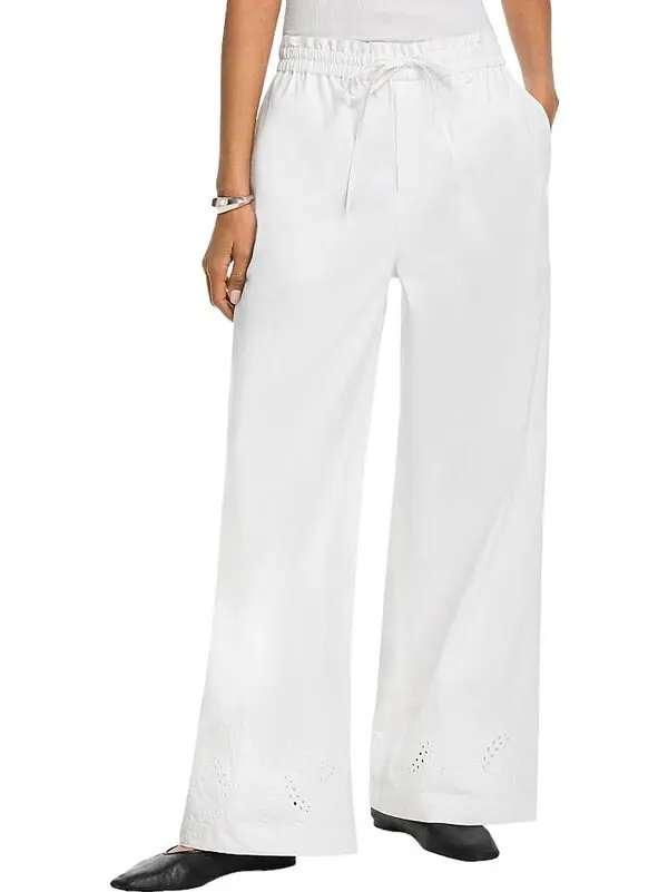 Rag & Bone Marin Embroidered Wide-leg Pants - White