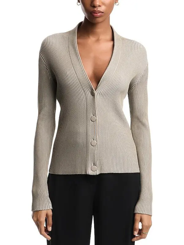 Emporio Armani Ribbed Striped Cardigan - Almond/beige