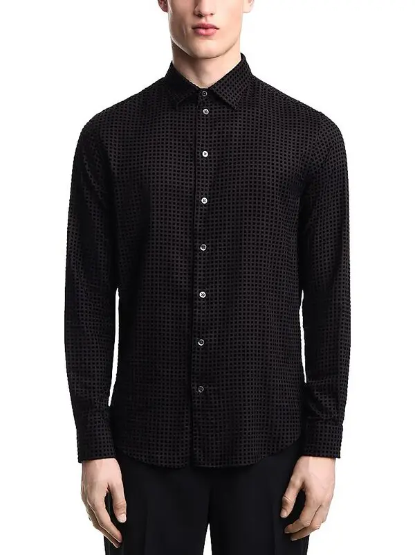 Emporio Armani Regular Fit Geometric Sport Shirt - Black