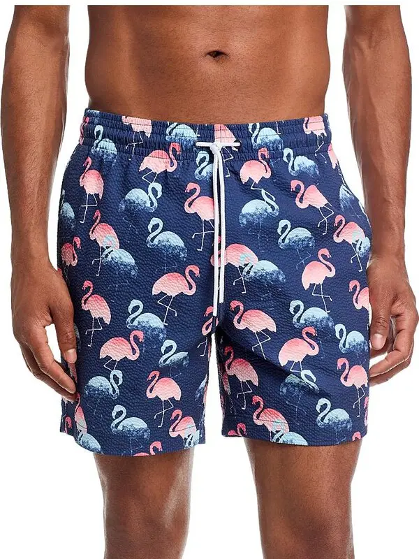 TRUNKS SURF & SWIM CO. Sano Flamingo Flock 6.5" Swim Trunks - Marine