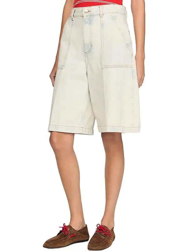 Sandro Washed Denim Bermuda Shorts - Light Blue Jean