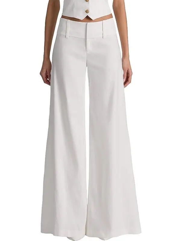 Alice + Olivia Low Rise Wide Leg Trousers - Off White