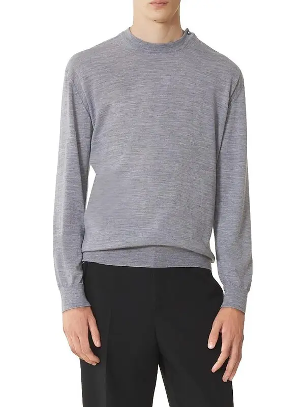 LANVIN Merino Wool Crew Neck Sweater - Light Grey