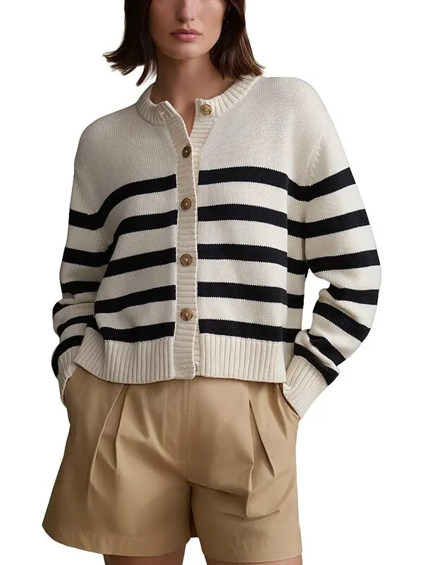 Jenni Kayne Mirren Cotton Cardigan - Ivory/black