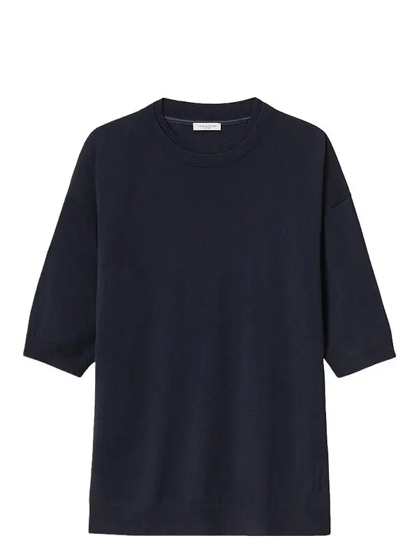 Lafayette 148 New York Crewneck Drop Shoulder Sweater - Ink