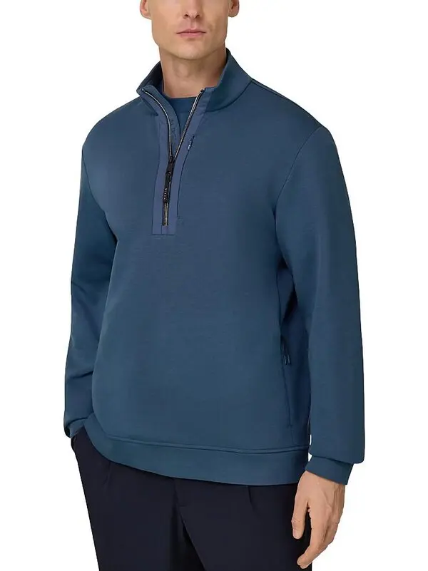 Boggi Milano Lightweight Scuba Half Zip Sweatshirt - Air Blue
