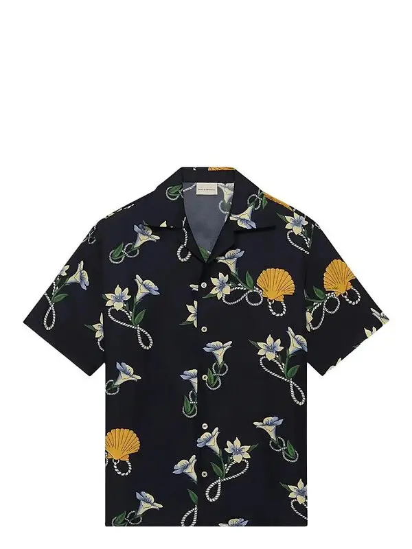 Drole De Monsieur Relaxed Fit Floral Chemise Shirt - Navy