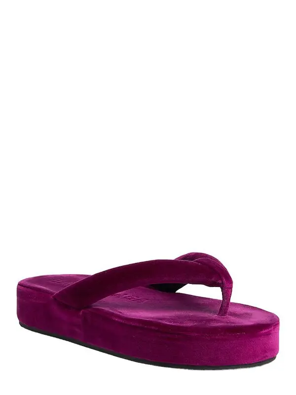 Balenciaga Jet Lag Stretch Velvet Thong Sandals - Magenta