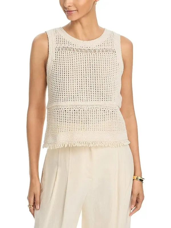 Aqua Crochet Top - White