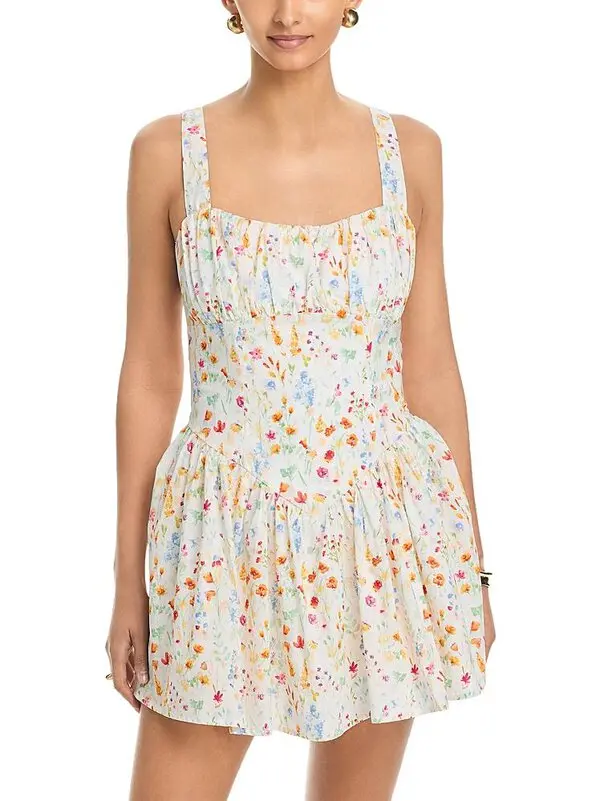 Aqua Ditsy Fruit Mini Dress - White Multi