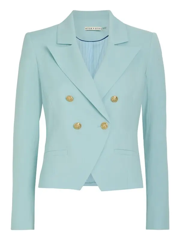 Alice + Olivia Sable Double-breasted Cropped Blazer - Blue