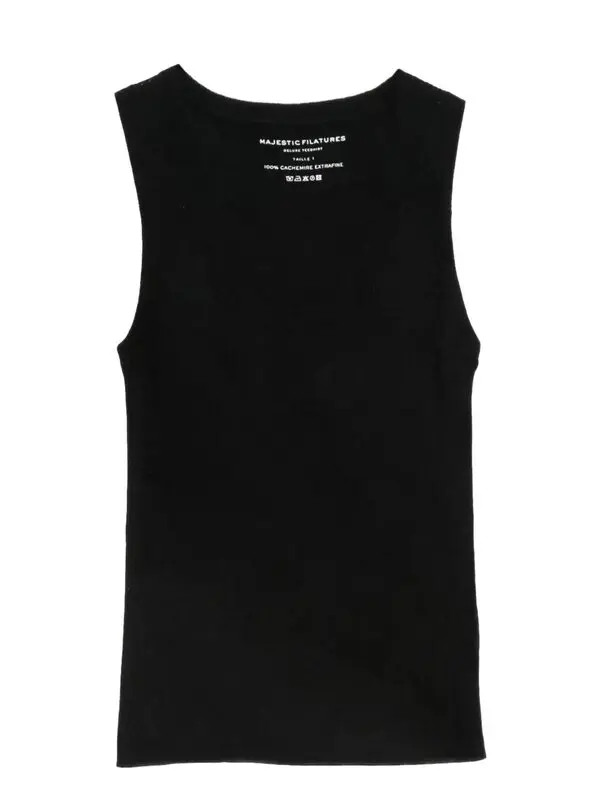 Majestic Filatures Ribbed Cashmere Tank Top - Black