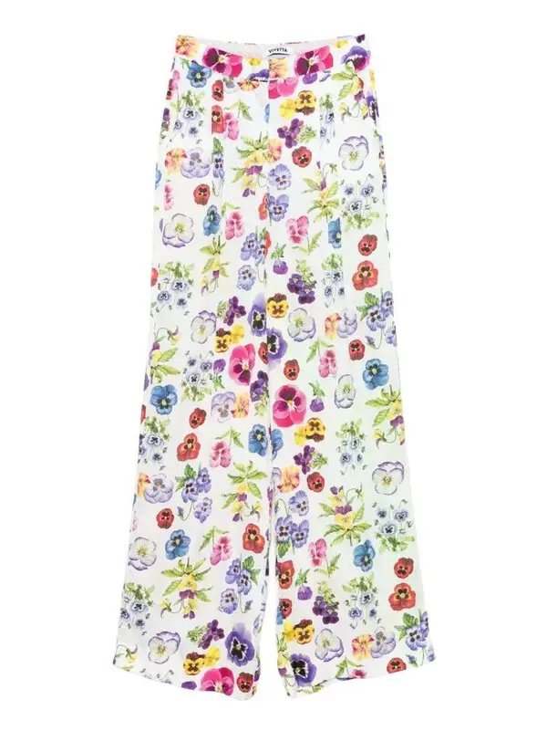 Vivetta Floral-print Wide Leg Trousers - White
