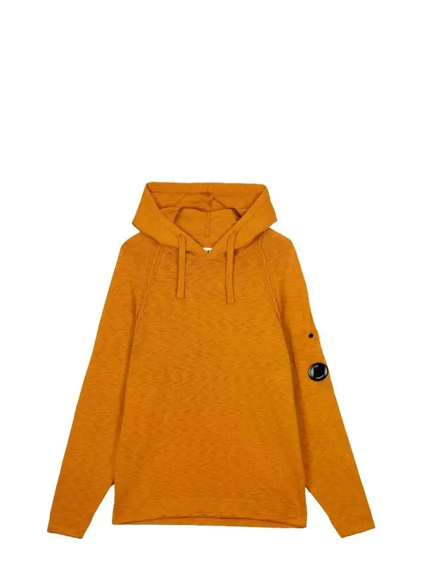 C.P. COMPANY Slub-texture Hoodie With Lens Detail - Orange